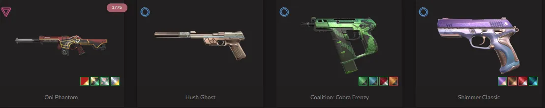 4 SKINS +ONI PHANTOM+HUSH GHOST+COALITION:COBRA FRENZY+SHIMMER CLASSIC+ ...