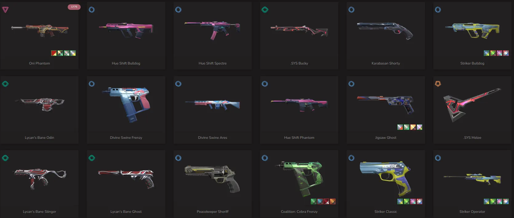 32 SKINS +2 KNIFE+ONI PHANTOM+HUE SHIFT(PHANTOM+SPECTRE+BULLDOG)+.SYS ...