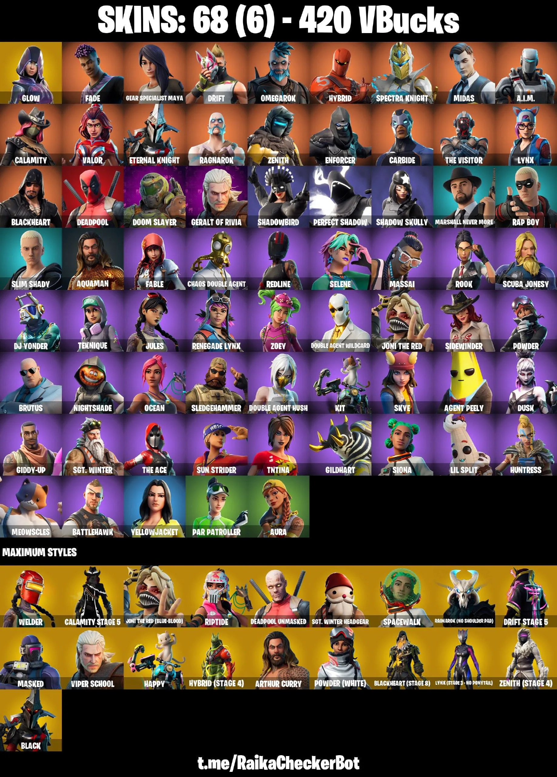 68 SKINS+GLOW+ORANGE JUSTICE+JONI THE RED(MAX)+JULES(MAX)+MAYA+AGENT ...