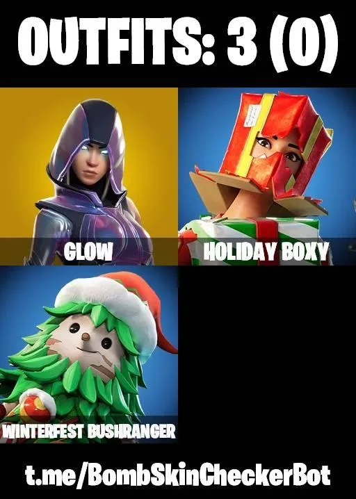 3 SKINS+47 COSMETICS+GLOW+SNOWFLAKE+RUST BUCKET+TAKE THE ELF+CAN PLAY ...