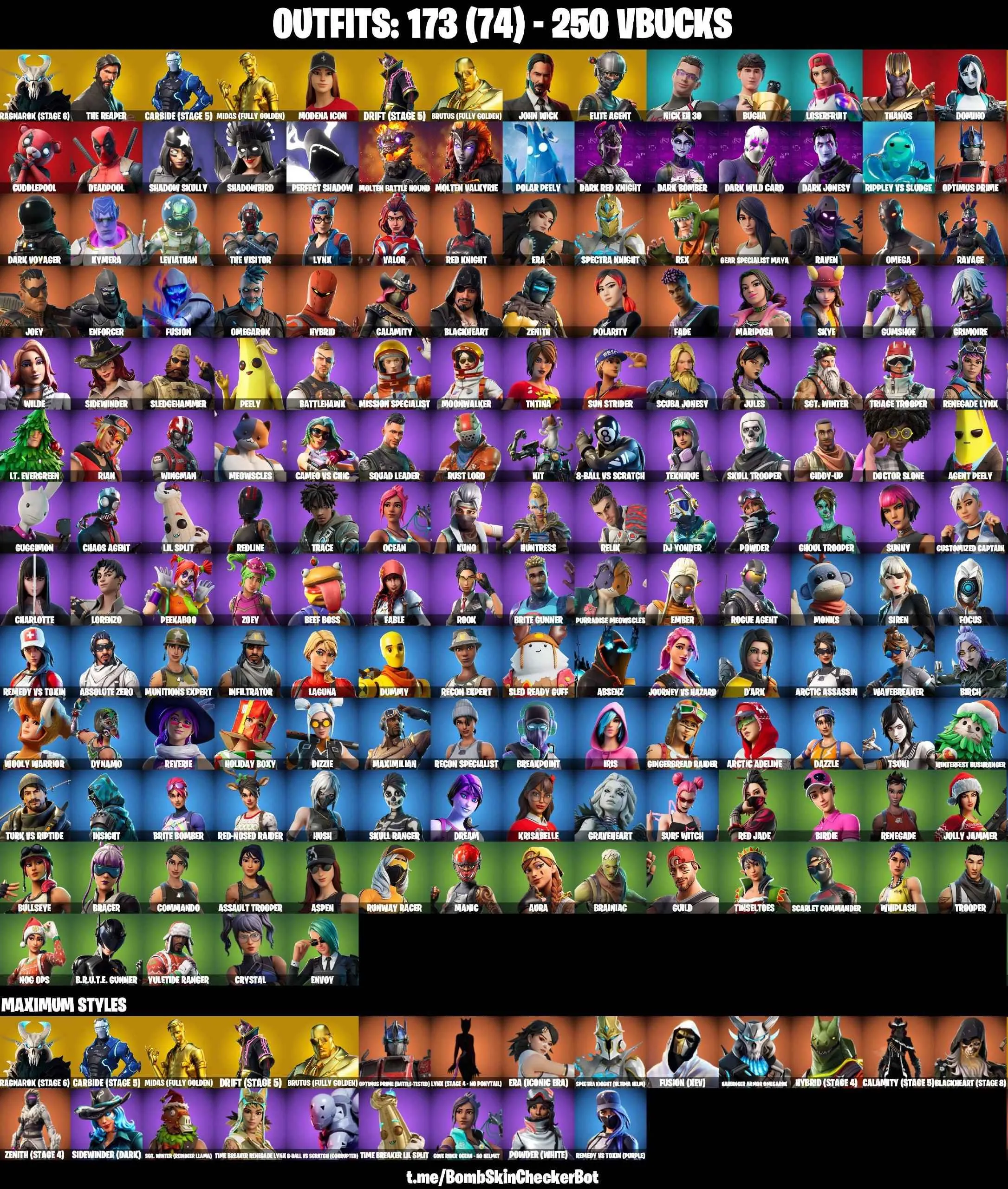 ️173 SKINS ️THE REAPER ️TAKE THE L ️ELITE AGENT ️GOLDEN BRUTUS ️THANOS ...