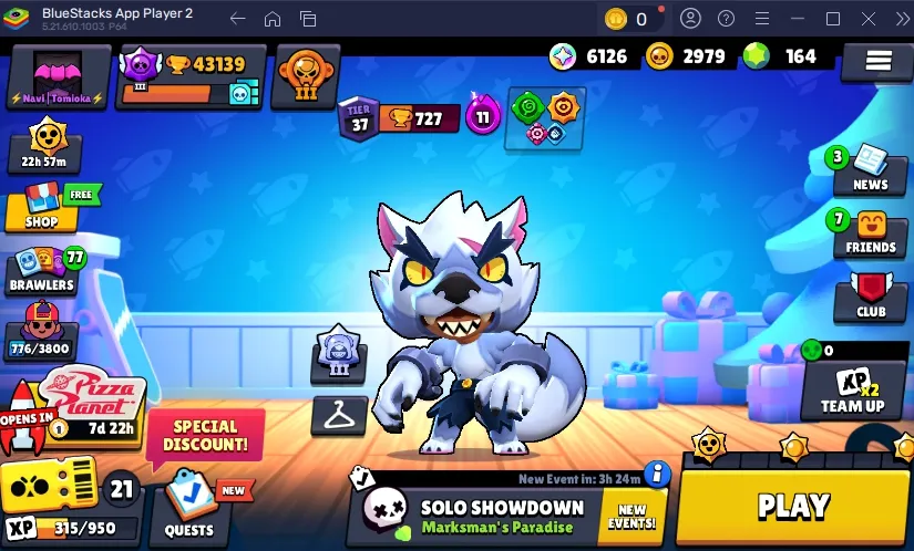 WHITE WOLF LEON ⭐ 43.100 TROPHY ⭐ 85 BRAWLERS ⭐ 105 SKINS ⭐ 8 MAX ⭐ 7 ...
