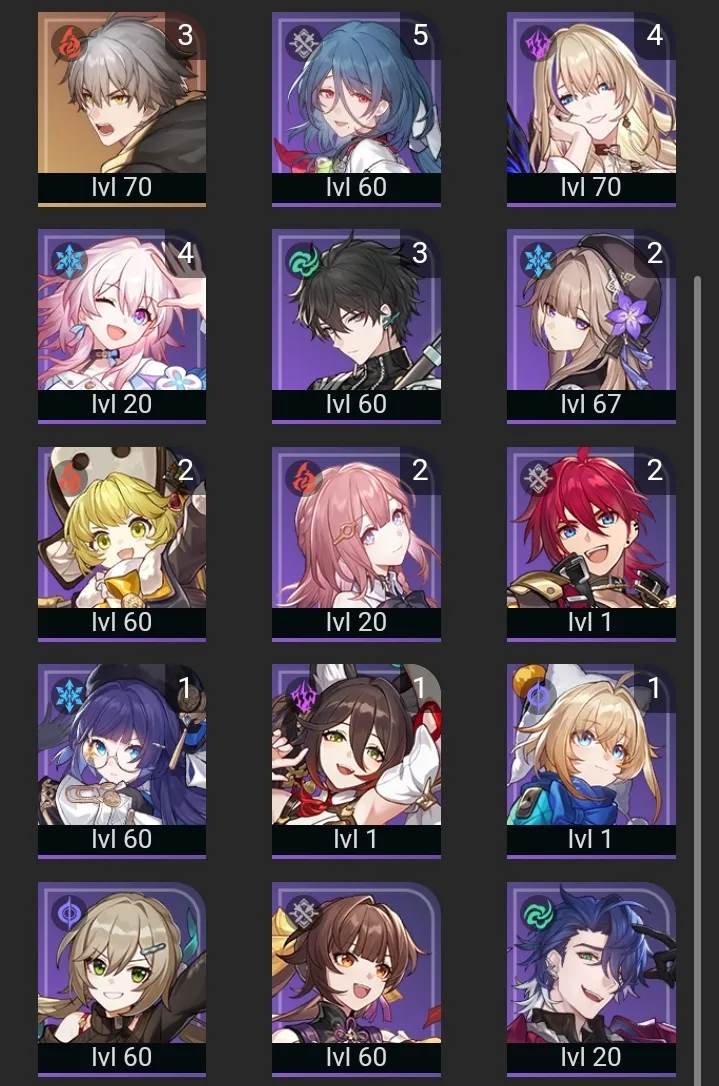 [ASIA] 56 TL | 21 chars - silver wolf [lv60]+jingliu+bronya [lv60]+dr ...