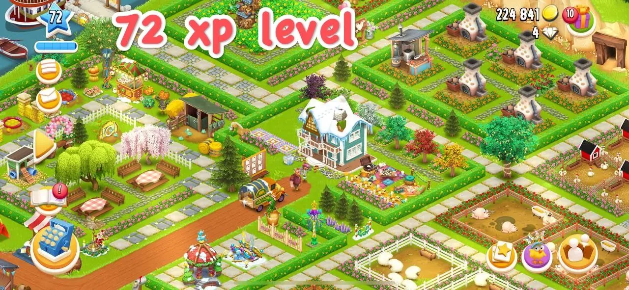 !!Nicely Decorated!! 72 lvl Hayday account!!Big 4700 barn storage!!1050 ...