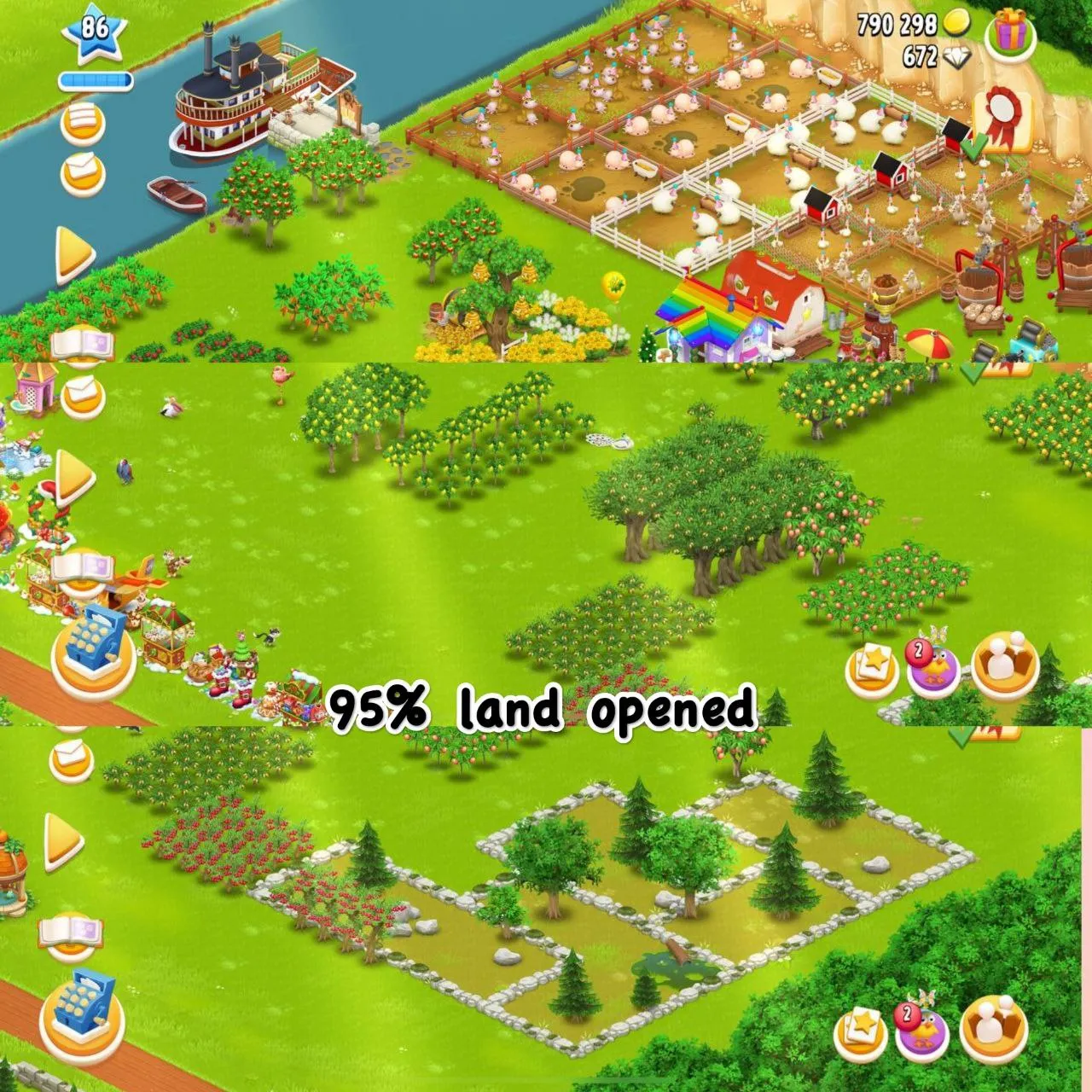 🌳Lvl 86 Hayday account🌳1800 barn storage🌳 1850 silo storage🌳95% land ...