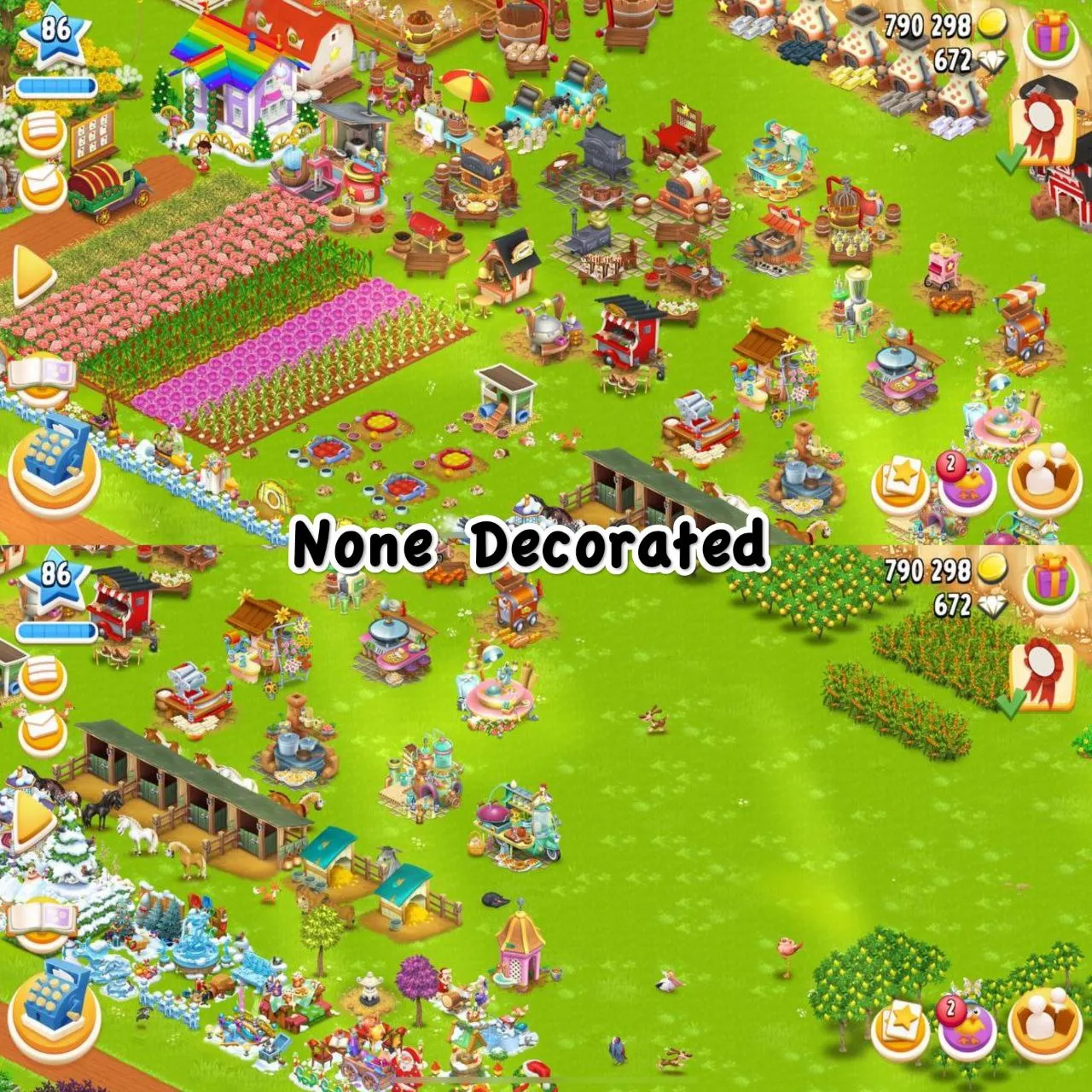 🌳Lvl 86 Hayday account🌳1800 barn storage🌳 1850 silo storage🌳95% land ...