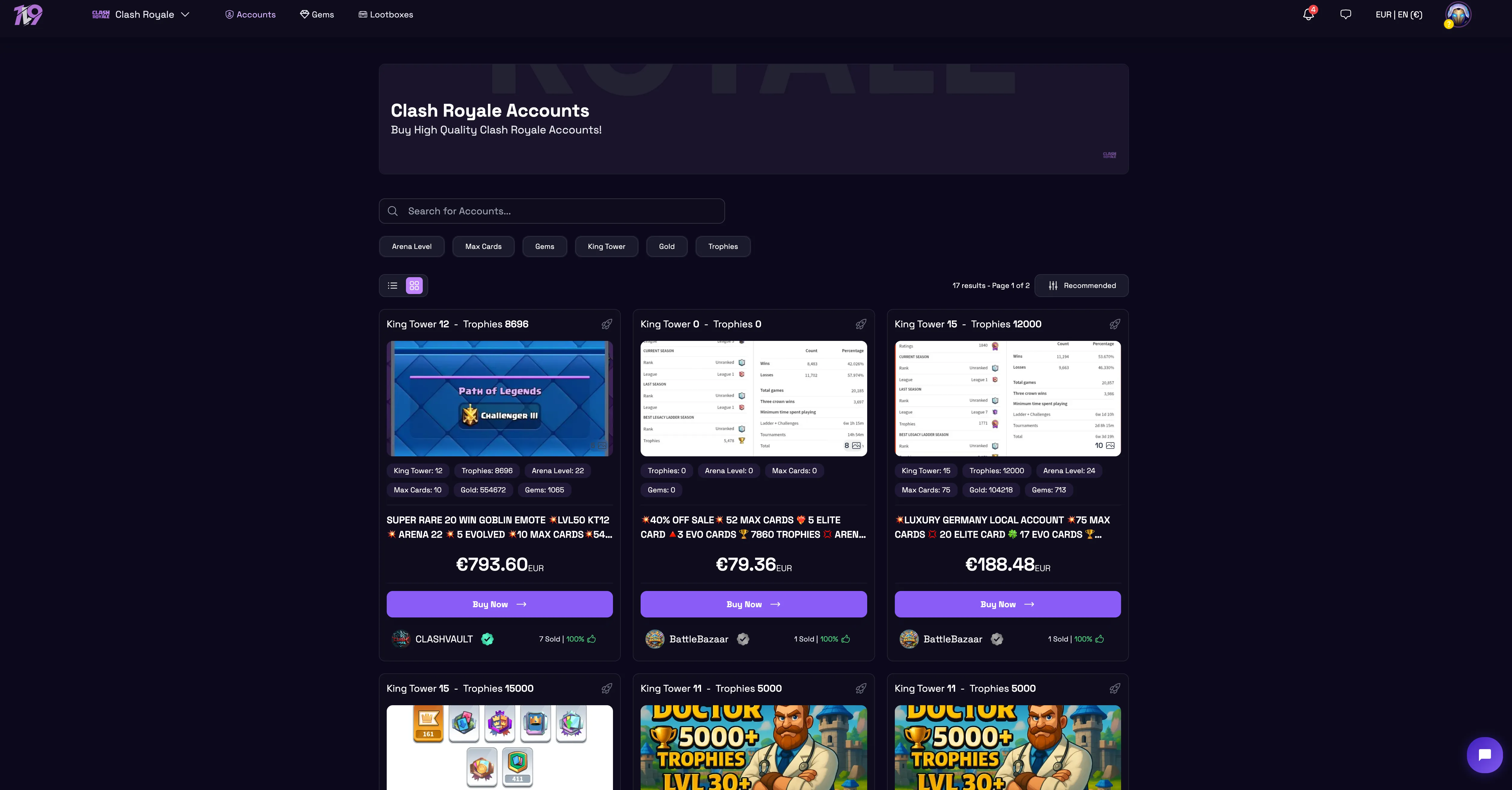 6 Best Websites To Buy Clash Royale Accounts | 1v9