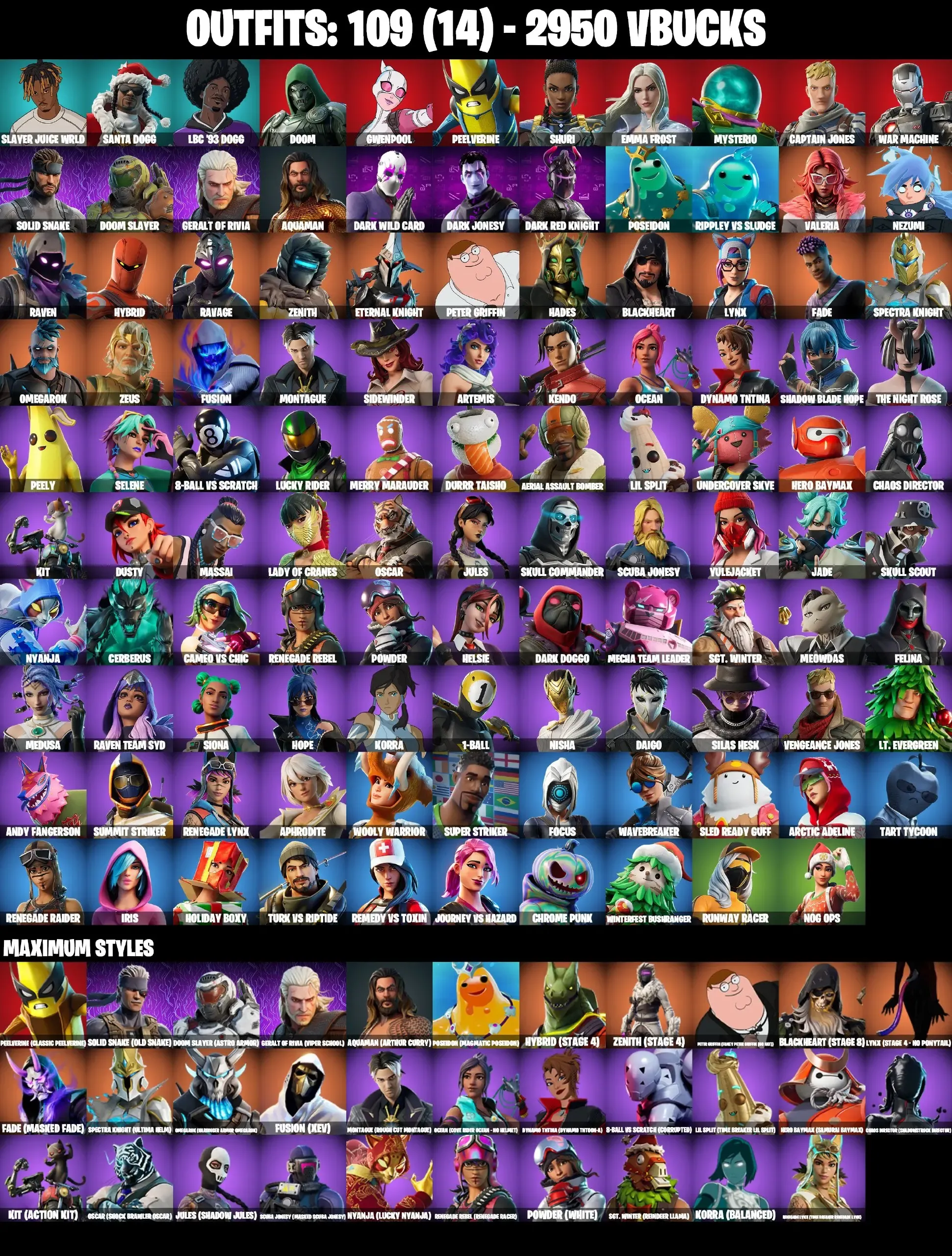 [PC/PSN/XBOX/NINTENDO/MOBILE] 109 SKINS | SLAYER JUICE WRLD | SANTA ...