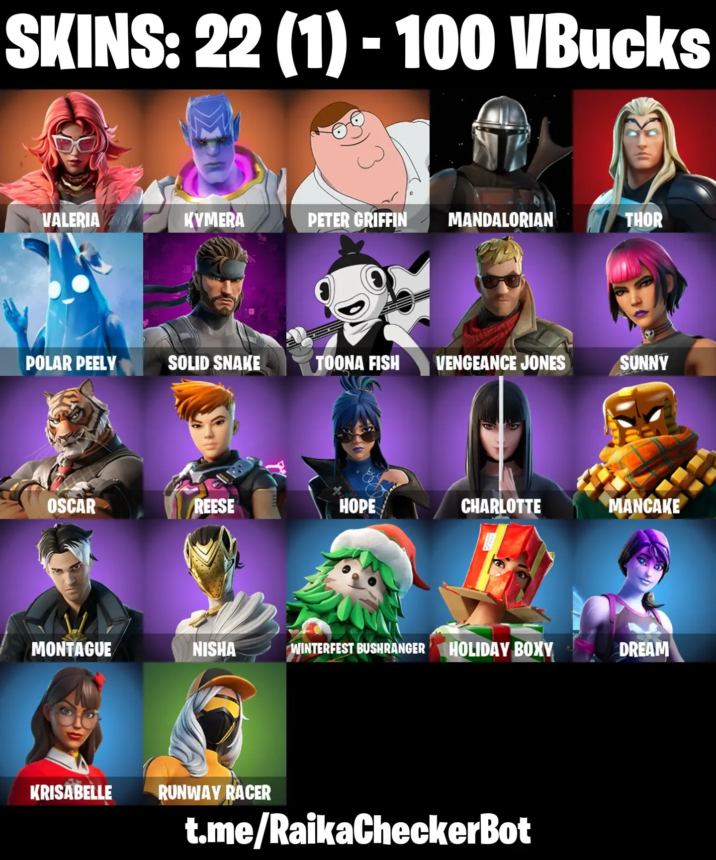 [PC/PSN/XBOX] 22 skins | Valeria | Kymera | Peter Griffin | Mandalorian ...
