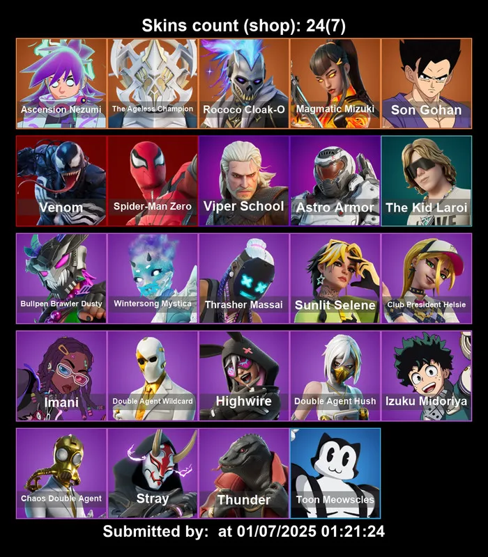[PC/PS4-5/XBOX] 24 Skins | Venom | Spider Man | Son Gohan | Astro Armor ...