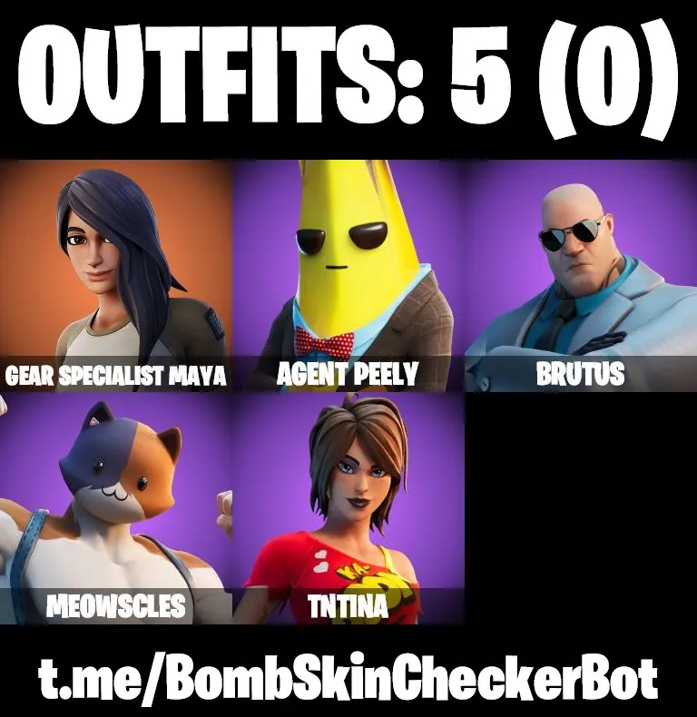 5 Skins |PC/PSN/XBOX| Gear Specialist Maya | Agent Peely | Brutus ...