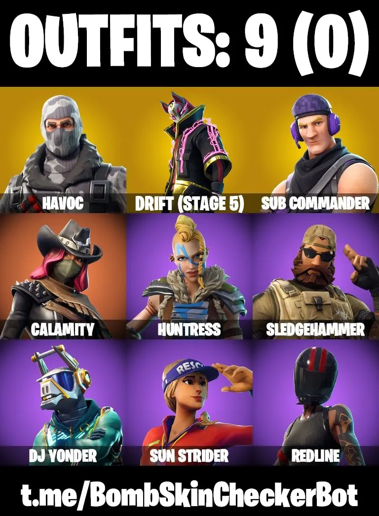 [PC/PSN/XBOX] ♨️ 9 SKINS ⭐ Drift ( Stage 5 )⭐ Sub Commander⭐ Havoc⭐ ...