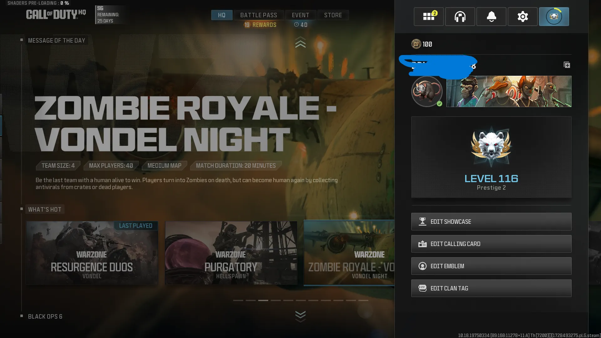 Platinum Rank Level 100 + 10 Guns Maxed Resergence Rank | 1v9