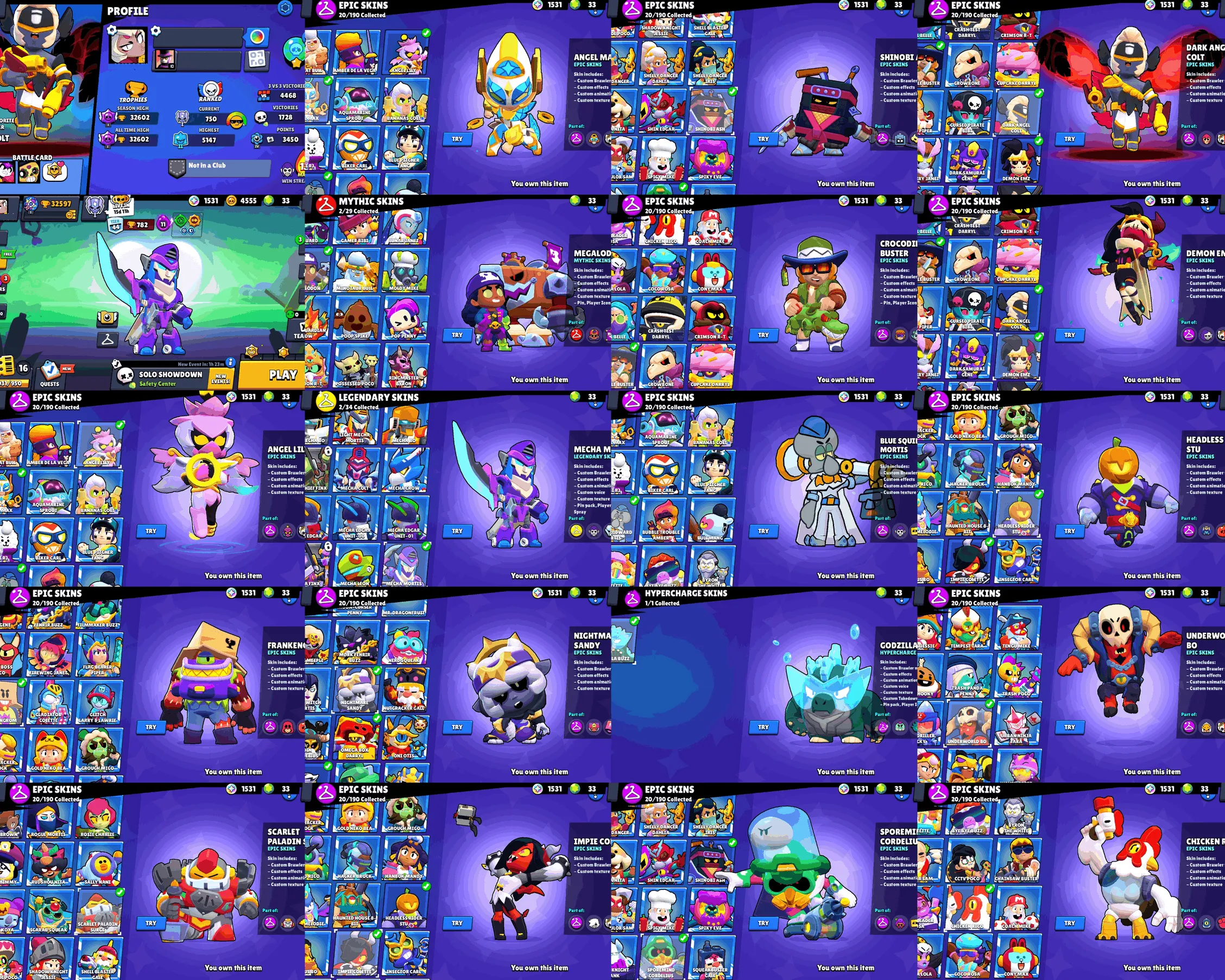 32k TROPHY | 88 BRAWLER | MECHA MORTIS | BLUE SQUIDWARD MORTIS ...