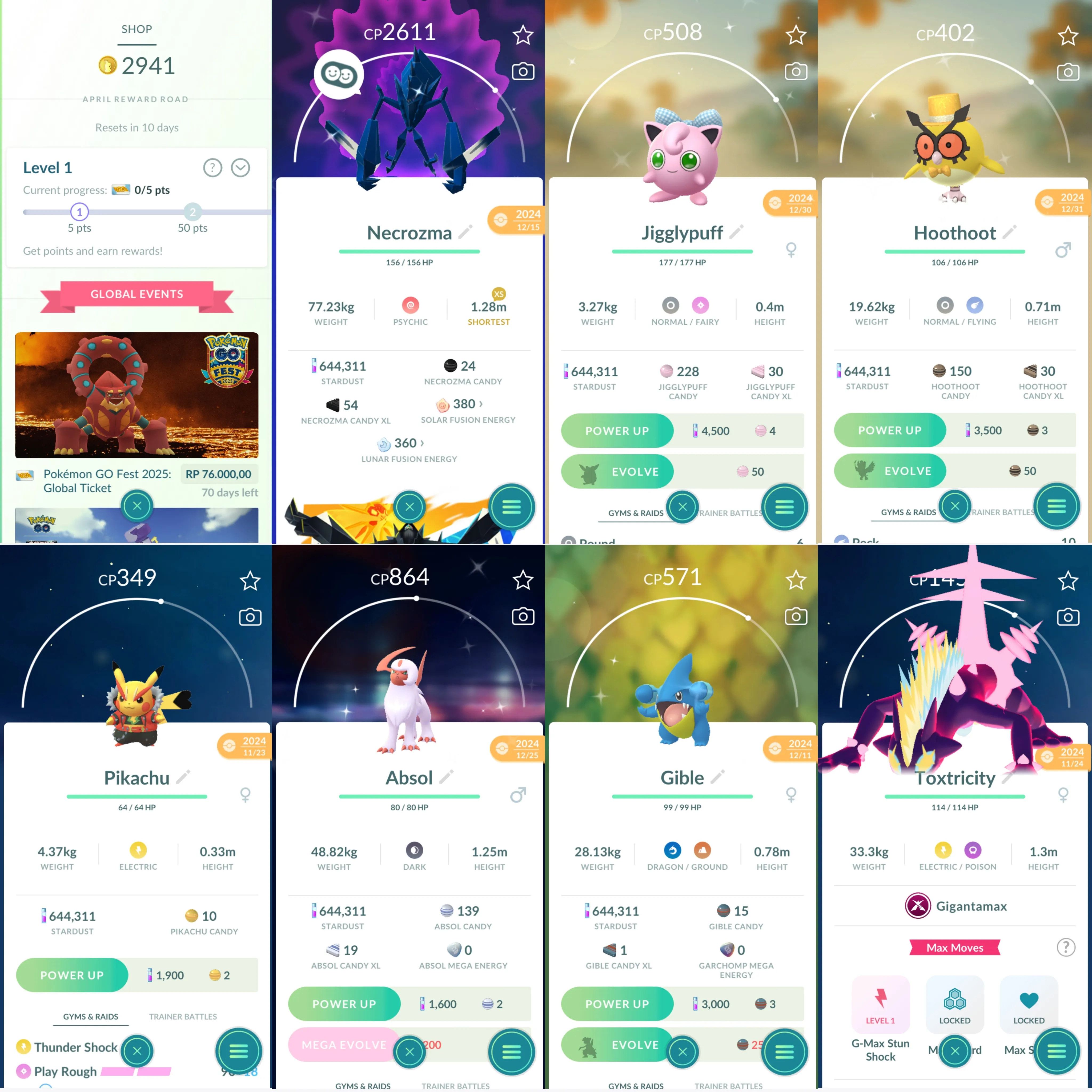 1569 LV40 Coin2941 Necrozma100 Pikachu Rock Snorlax Jacket GMax ...
