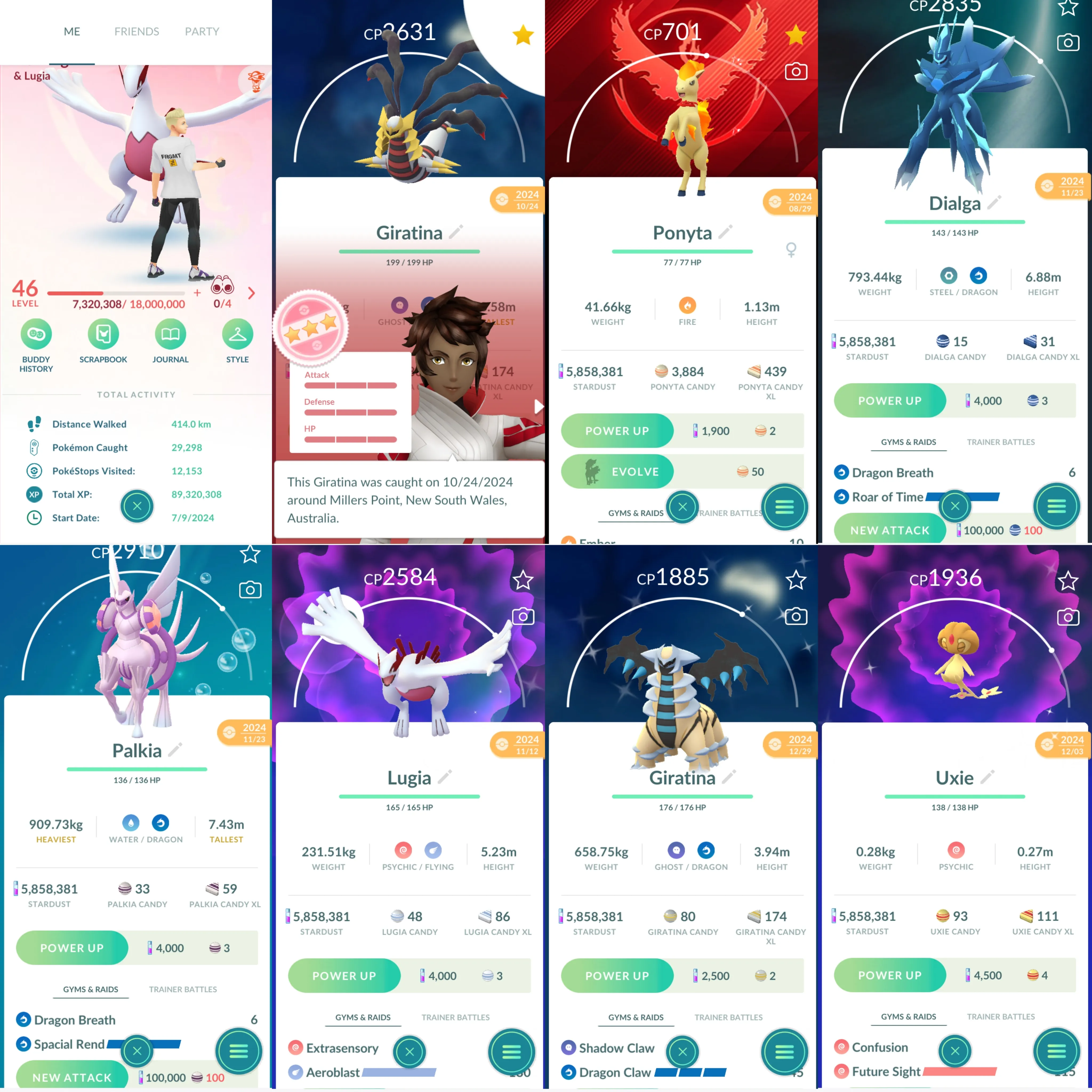 1605 LV46 Coin4050 RareCandy483 Shiny Metagross Shiny Gyarados Shiny Absol Palkia Spacial Rend ...