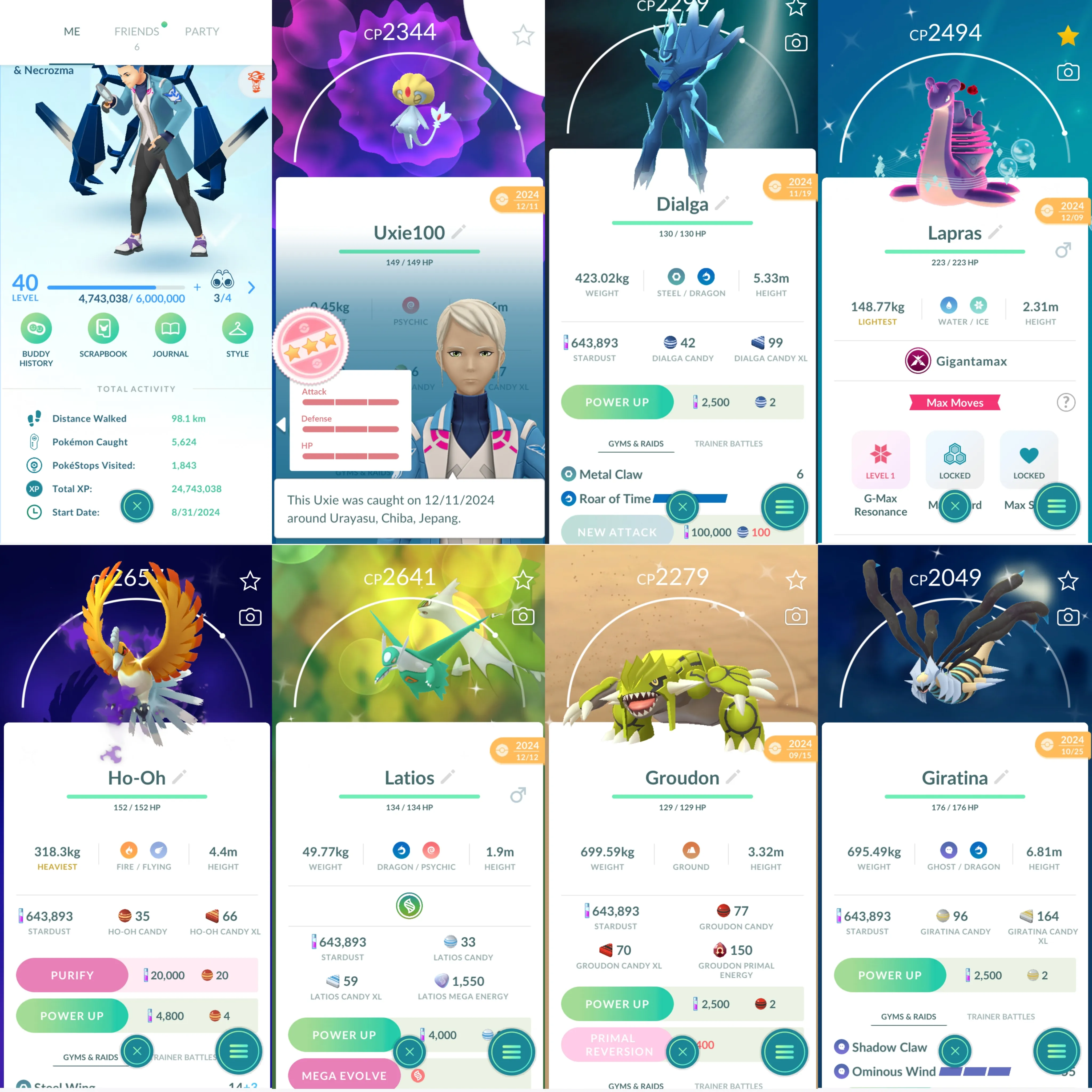 1631 LV40 Dialga Roar of Time Shundo Gardevoir Shiny GMax Lapras Shiny ...