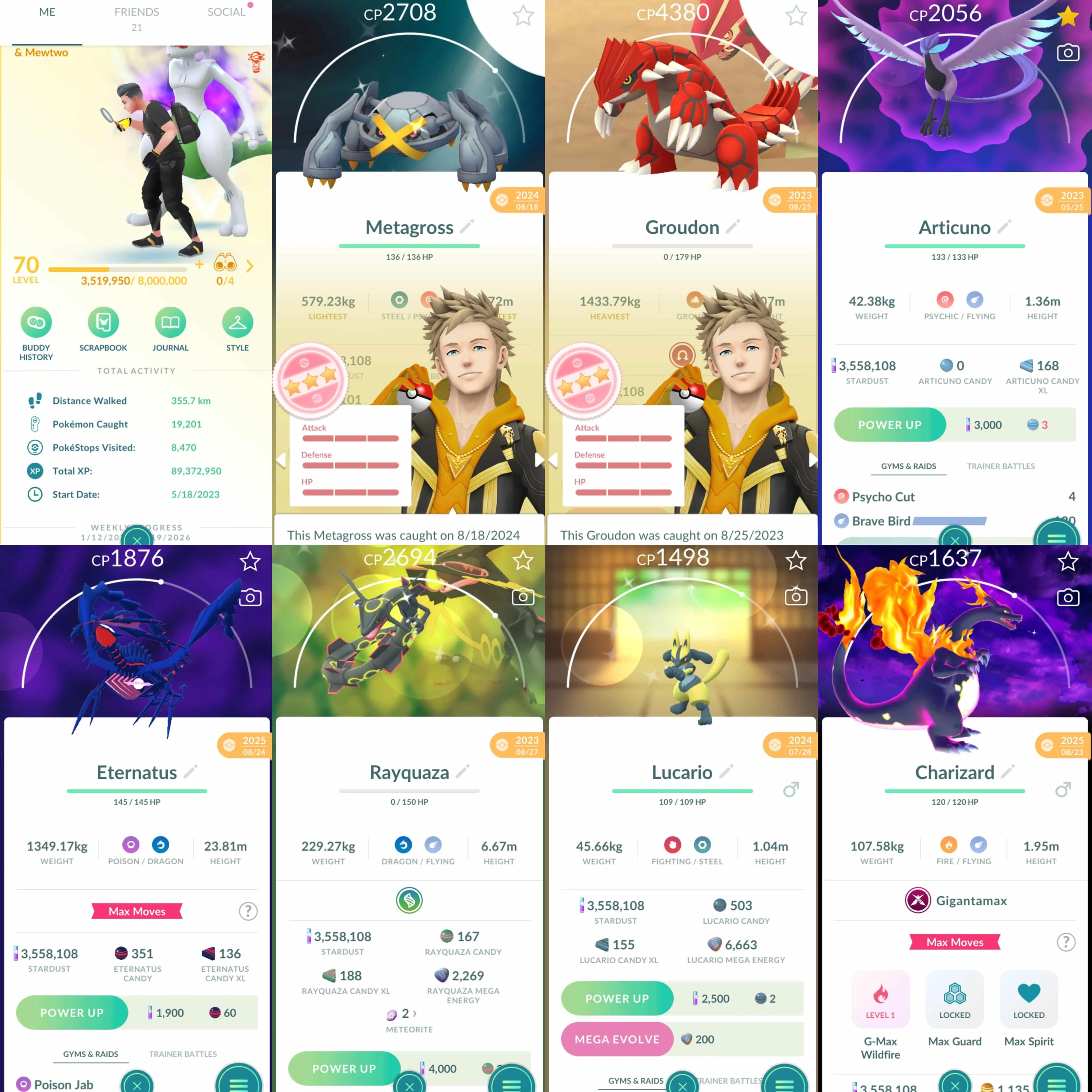 1919 Level 70 Eternatus Nihilego100 Shiny Shadow Mewtwo Shiny Mega GMax ...