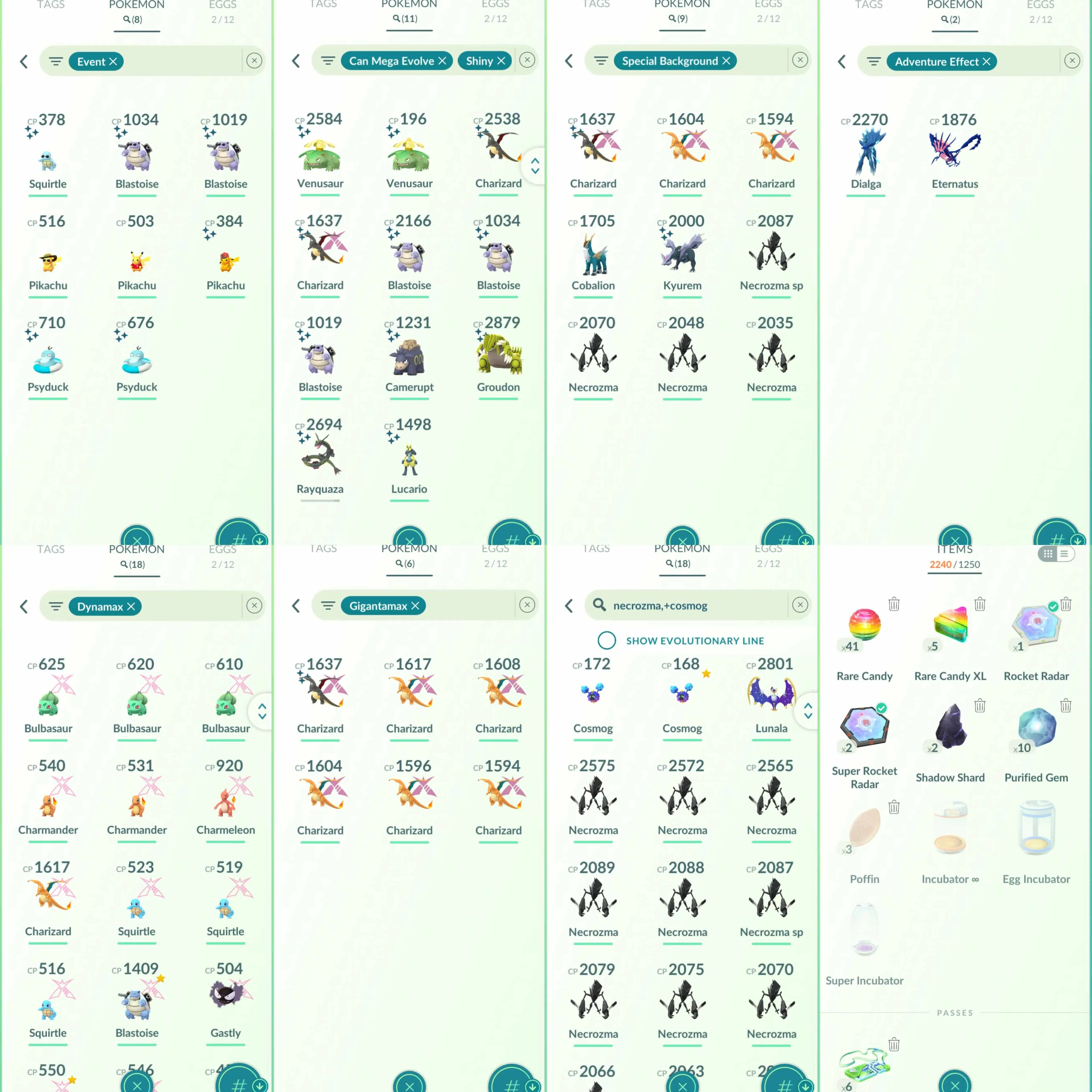 1919 Level 70 Eternatus Nihilego100 Shiny Shadow Mewtwo Shiny Mega GMax ...