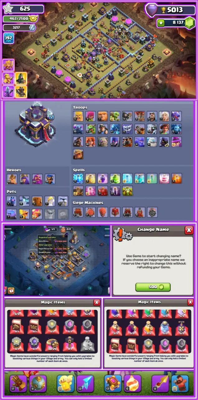 {8500+ GEMS 💎}PURE MAXX TH 15 👿 ALL 5 EPIC EQUIPMENTS MAXXED OUT ☠️ 500 ...