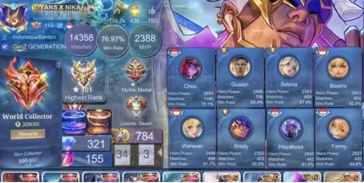 ML668 595 SKINS 5 LEGEND GRANGER ALUCARD GUSION LUNOX SABER 8 COLLECTOR ...