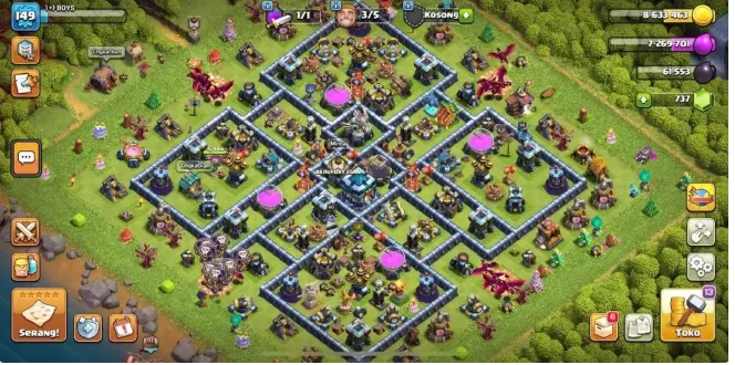 COC275 TH13 Semi Max w/ BK54 AQ60 RC38 GW35 + Spiky Ball Fireball Magic ...