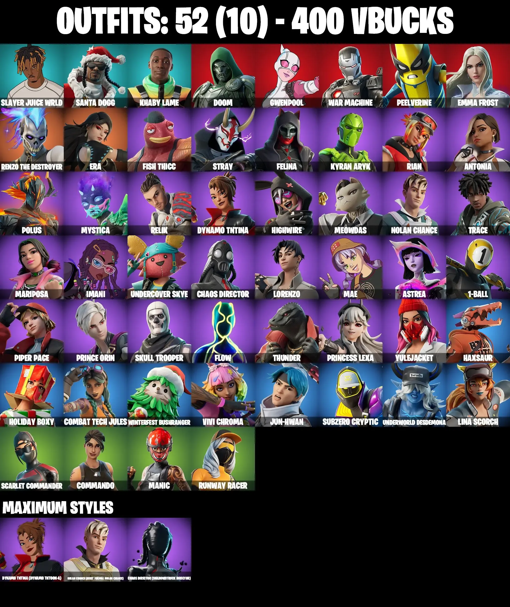 [PC/PSN/XBOX/NINTENDO/MOBILE] 52 SKINS | SLAYER JUICE WRLD | SANTA DOGG ...