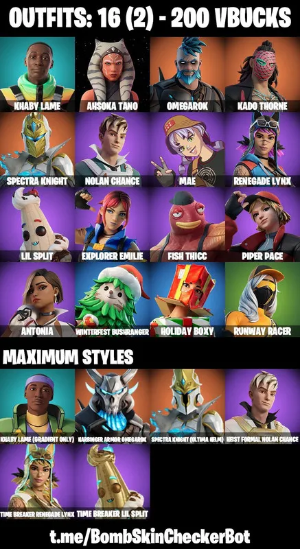 16 Skins |PC/PSN/XBOX| Reaper Axe + Khaby Lame (Gradient Only) + Ahsoka ...