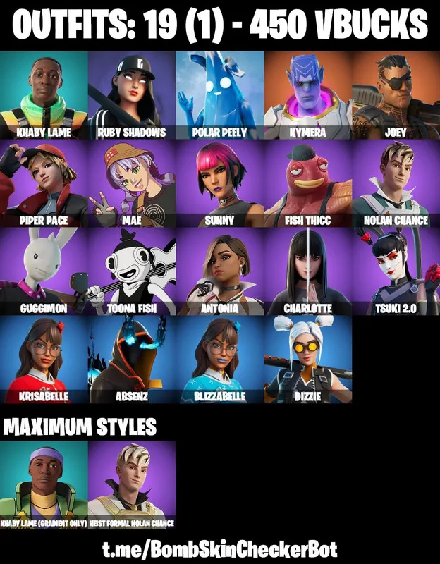 19 Skins |PC/PSN/XBOX| Polar Peely | Blizzabelle | Krisabelle | Toona ...