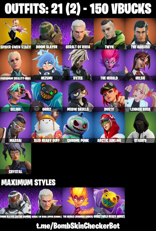 21 Skins |PC/PSN/XBOX| Spidergwen (Stacy) | Reaper Axe | Crystal | Meow ...