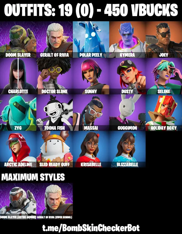 19 Skins |PC/PSN/XBOX| Polar Peely | Blizzabelle | Krisabelle | Toona ...