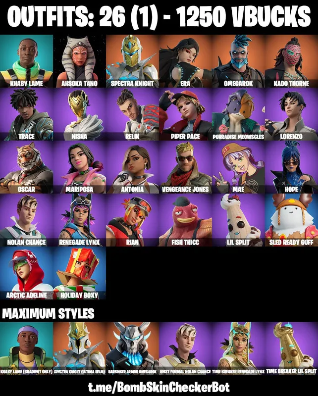26 Skins |PC/PSN/XBOX| Khaby Lame | Ashoka Tano | Arctic Adeline | Sled ...