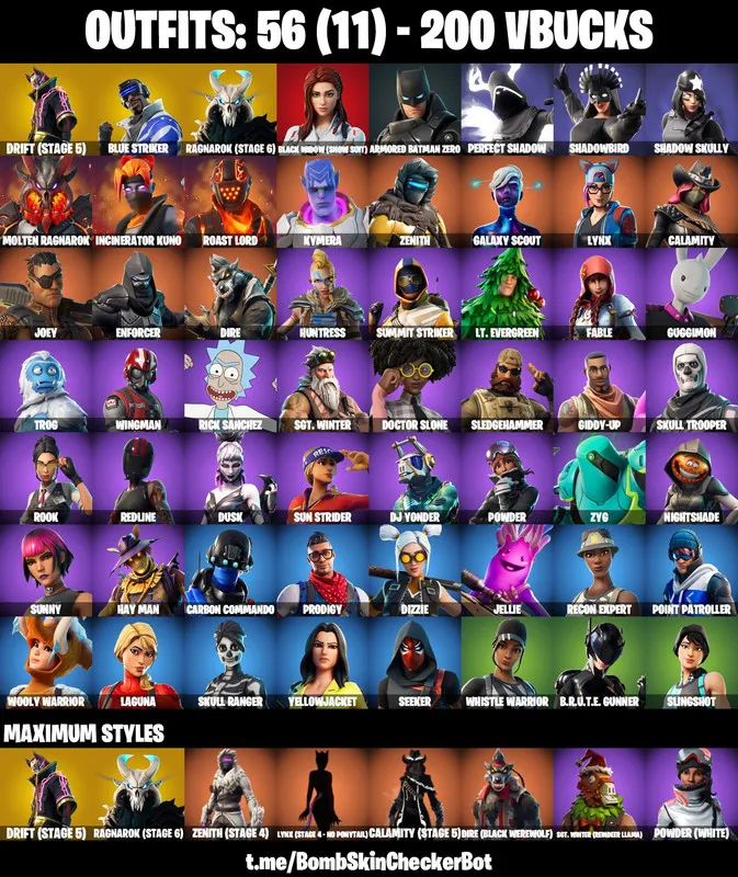 56 Skins |PC/PSN/XBOX| Ragnarok (Stage 6) | Skull Trooper | Reaper Axe ...